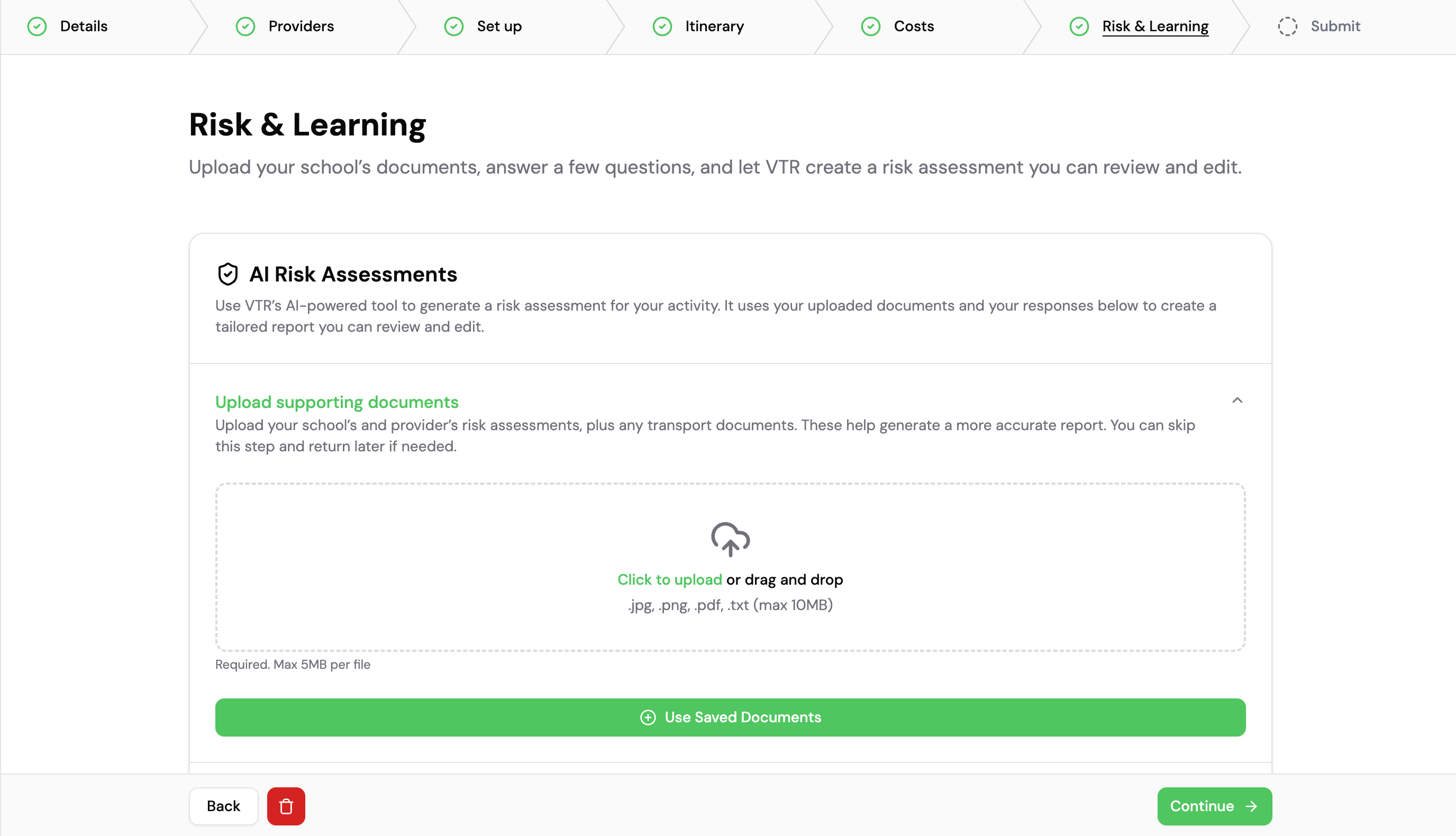 Risk Assessments for Schools | VTR